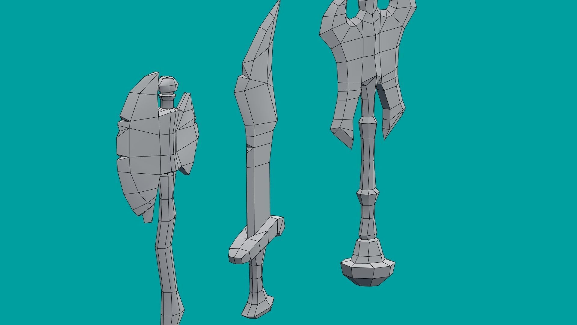 3D model hand painted stylised medieval weapons pack VR / AR / low-poly ...