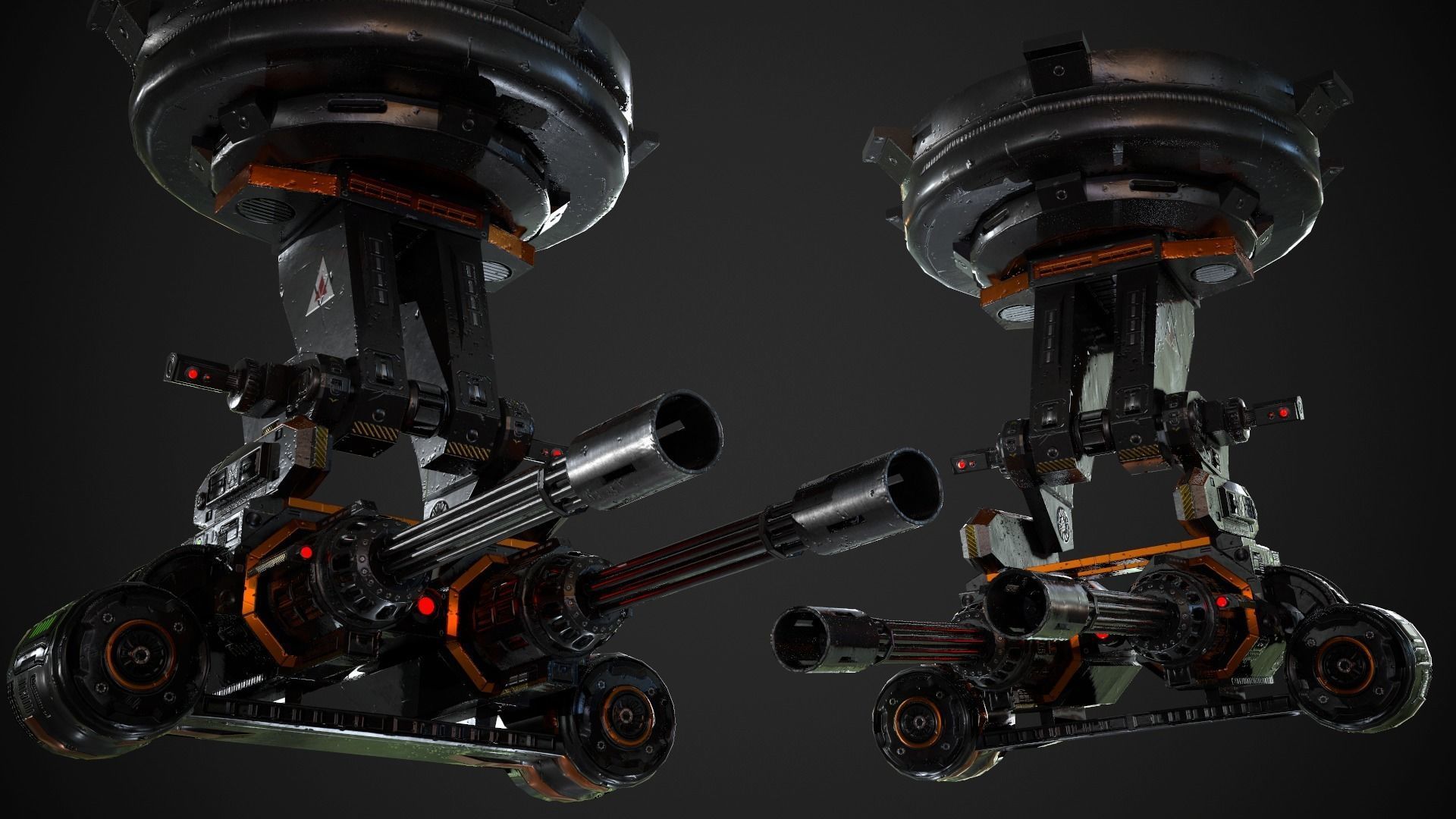 3D model Turret PBR Game Ready machine gun VR / AR / low-poly | CGTrader