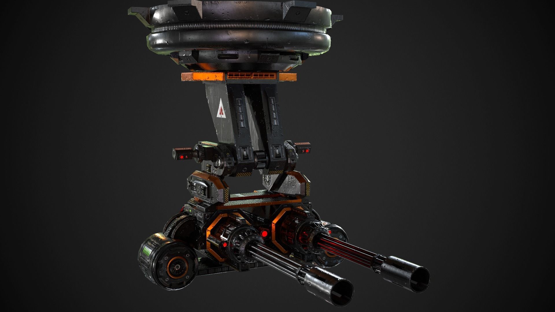 3D model Turret PBR Game Ready machine gun VR / AR / low-poly | CGTrader