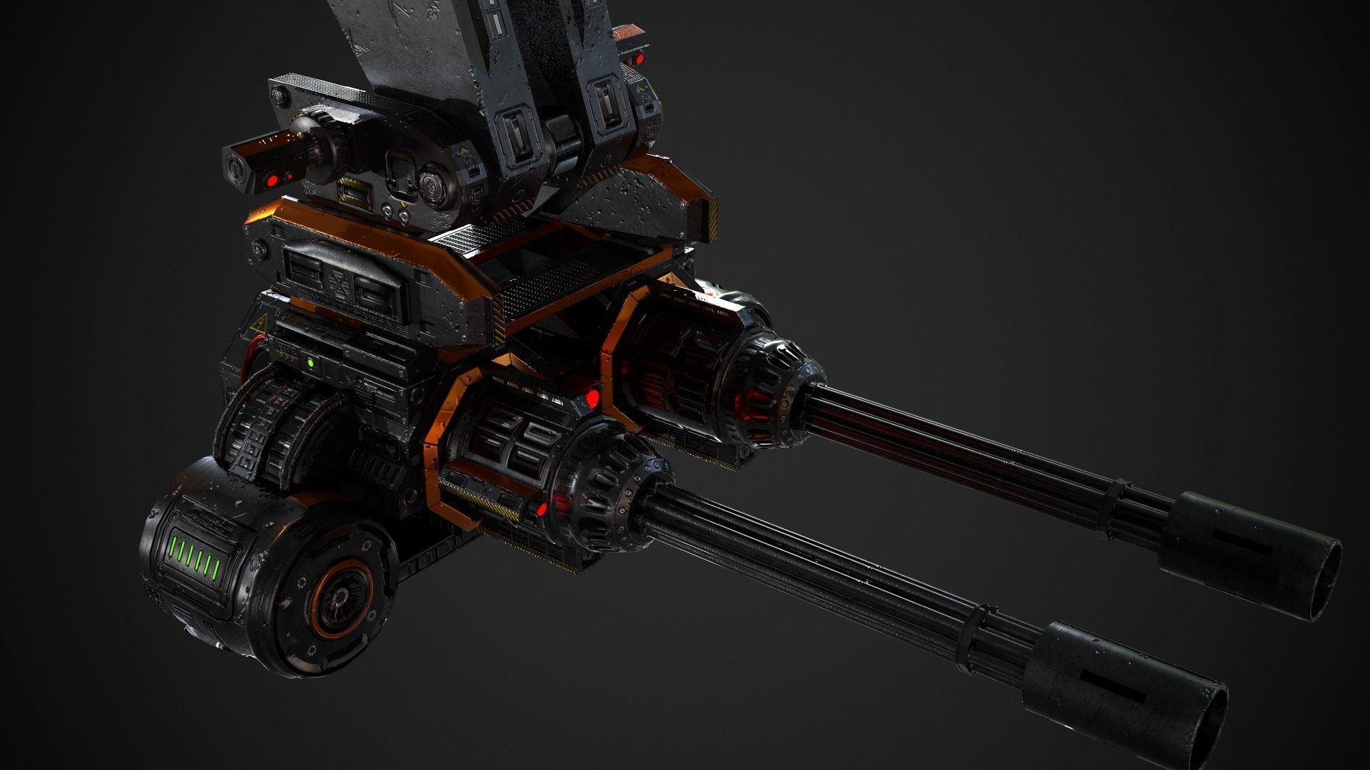 3D model Turret PBR Game Ready machine gun VR / AR / low-poly | CGTrader