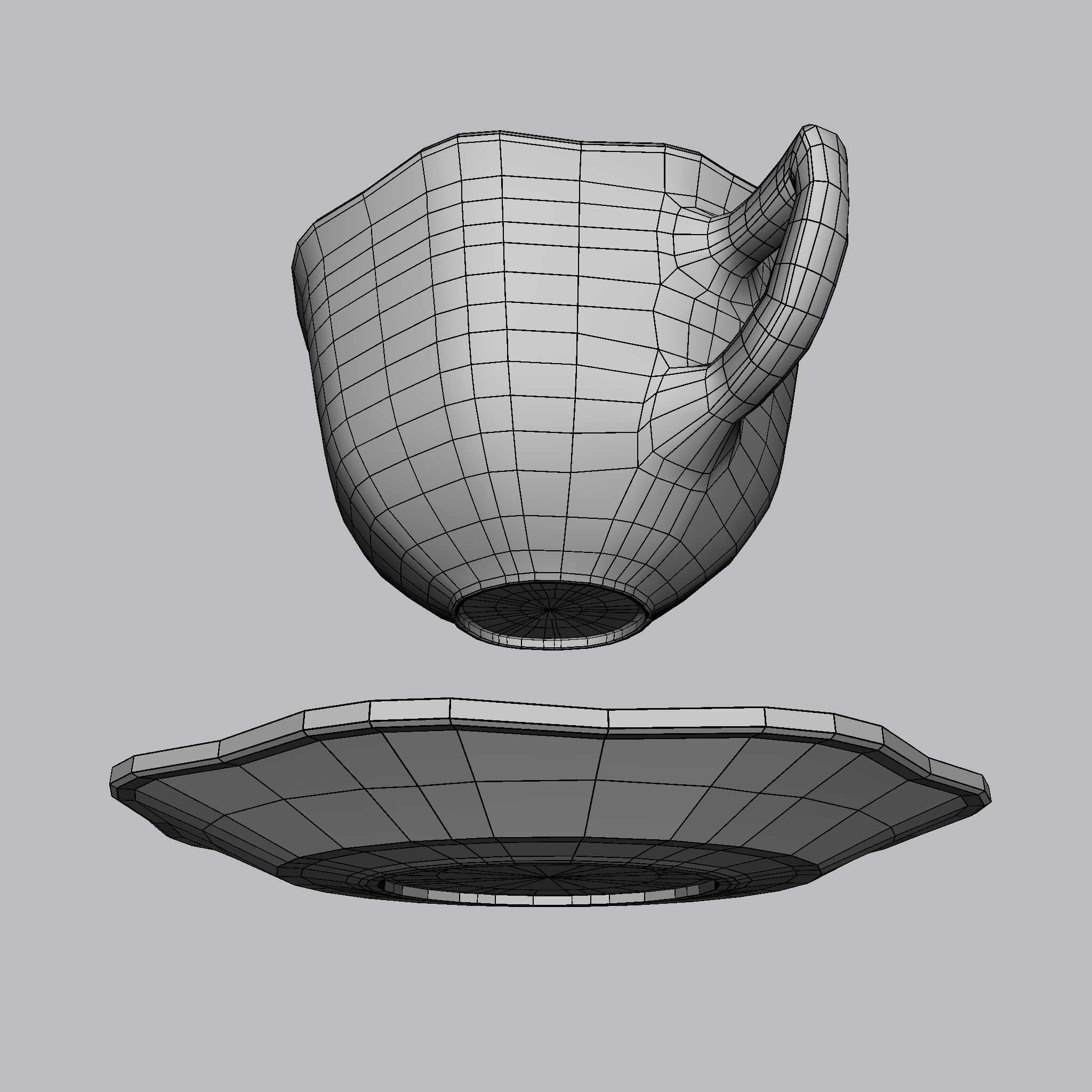 3D model Teacup and Sacuer Blue Glazed VR / AR / low-poly | CGTrader