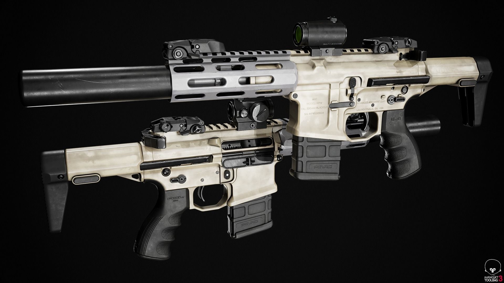 3D model AAC Honey Badger - Game Ready PBR Asset VR / AR / low-poly ...