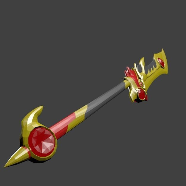 3D model Red Dragon Lance - Unison League Weapon VR / AR / low-poly ...