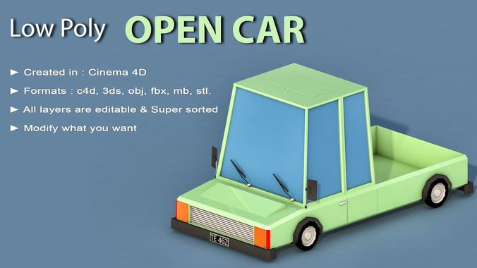 Cartoon Open Car free VR / AR / low-poly 3D model | CGTrader