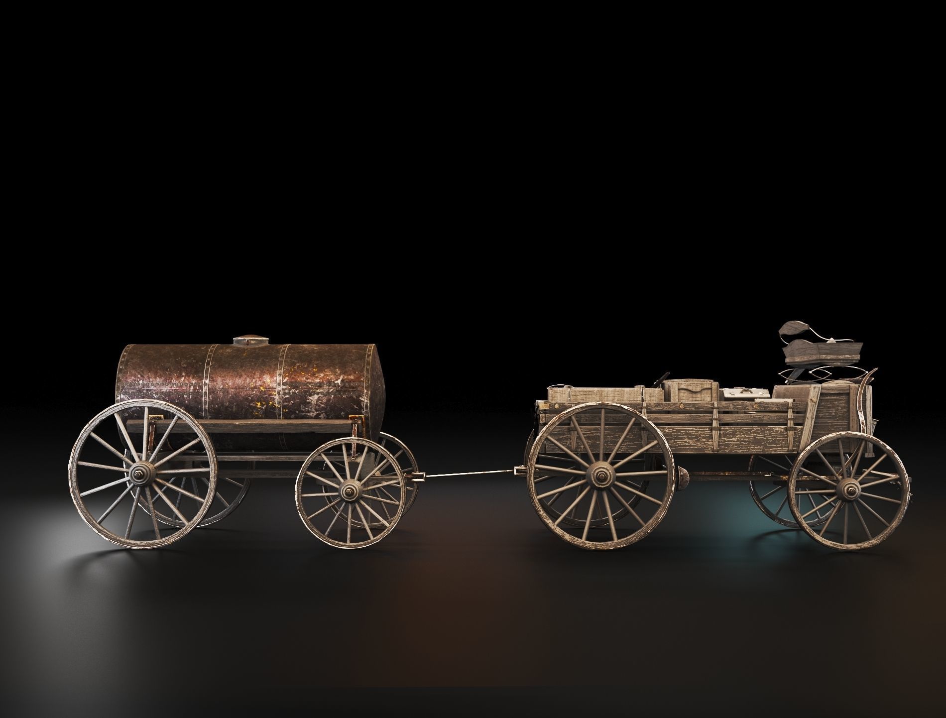 3D model Wild Western Stagecoach and Wagon VR / AR / low-poly | CGTrader