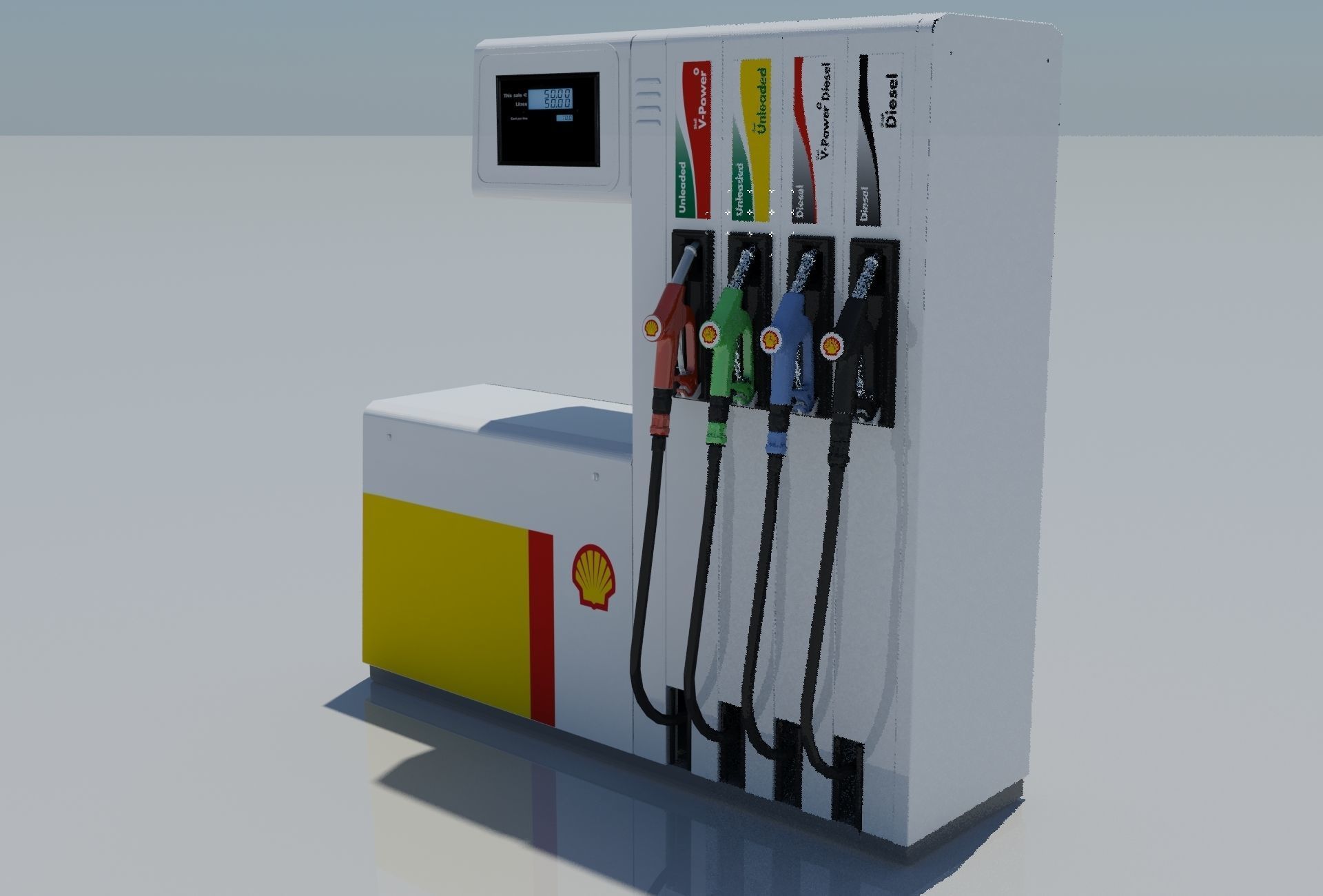 Fuel Dispenser Shell Brand 3D model | CGTrader