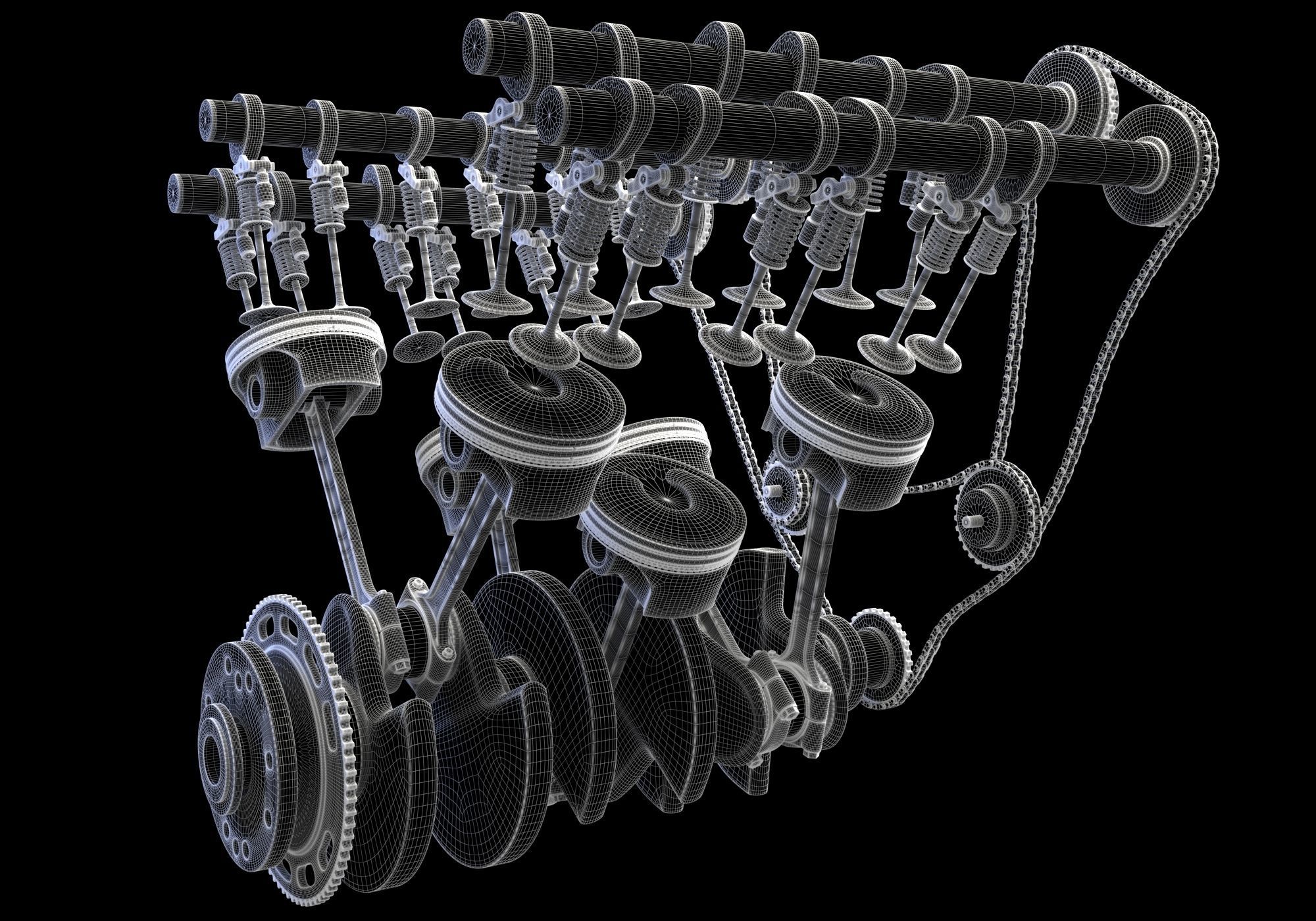 Internal V6 Engine Animation 3D model animated rigged | CGTrader