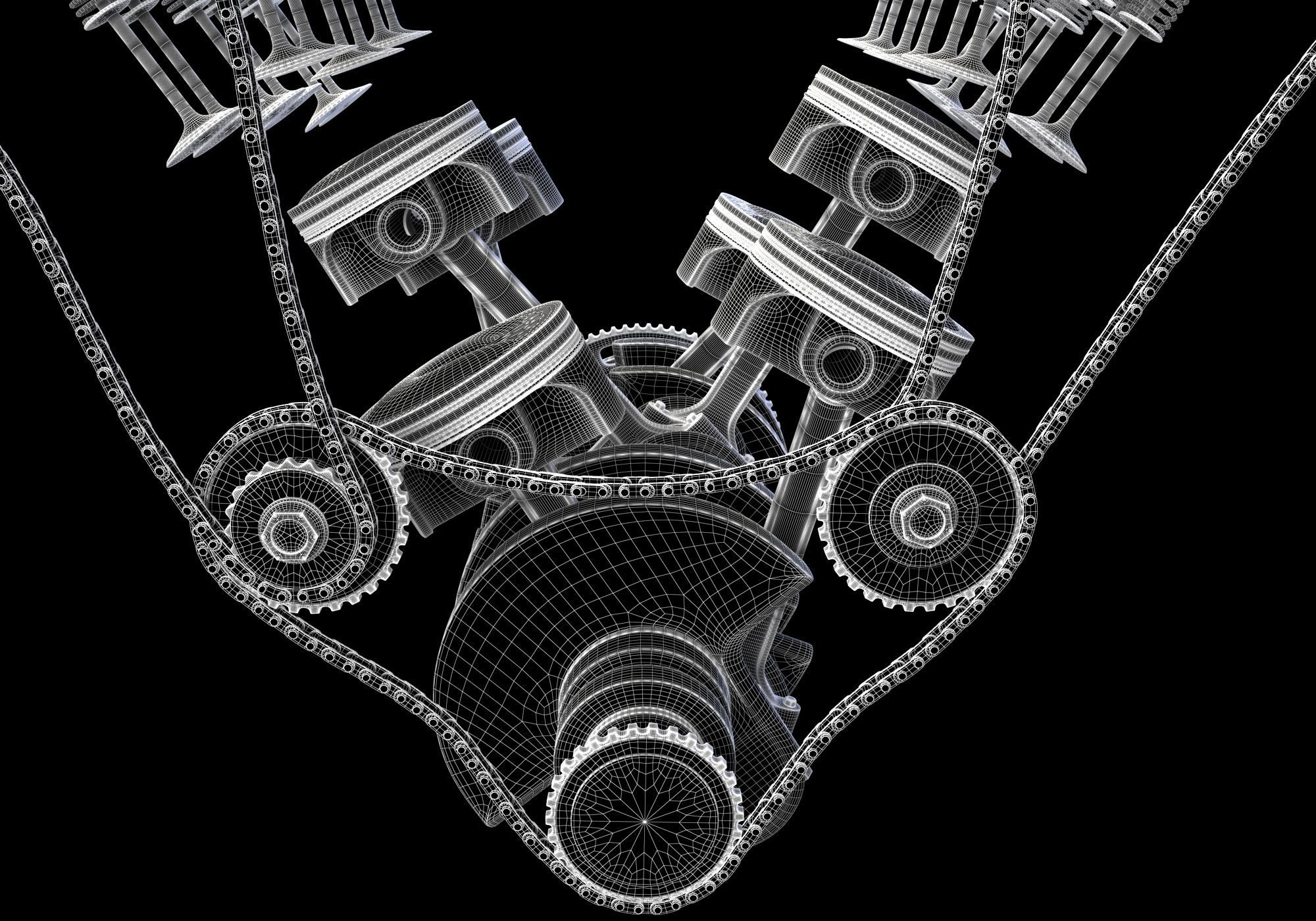 Internal V6 Engine Animation 3D model animated rigged | CGTrader