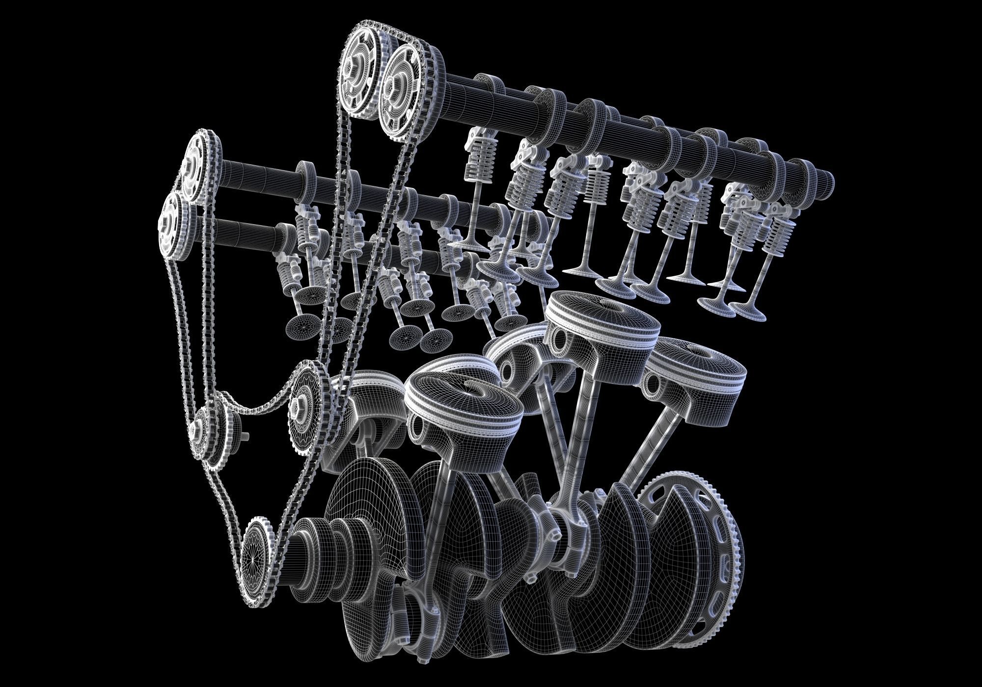 Internal V6 Engine Animation 3D model animated rigged | CGTrader