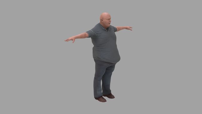 3D model fat man VR / AR / low-poly rigged animated | CGTrader