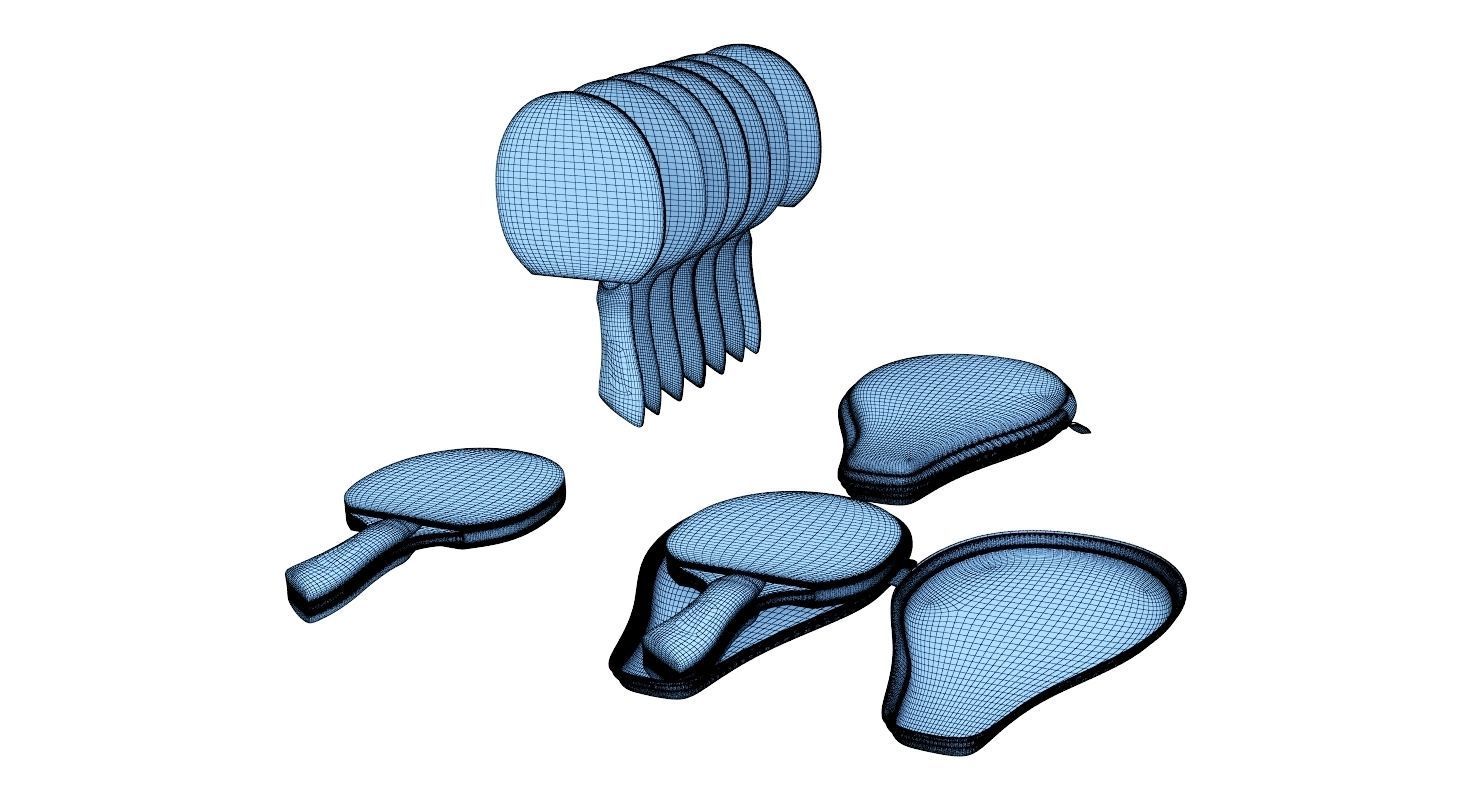 Racket for ping pong with case and exploded view 3D model | CGTrader