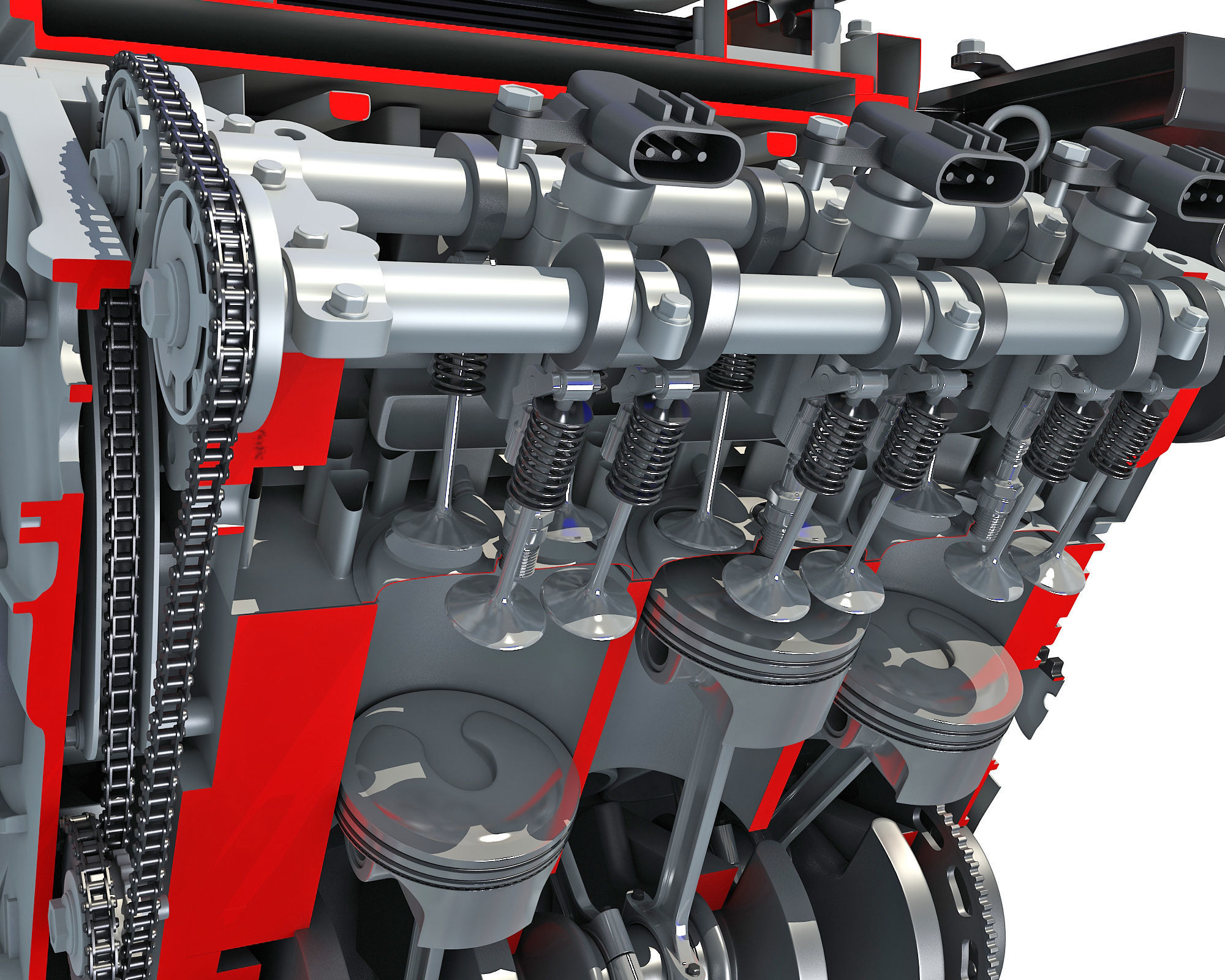Animated Sectioned V6 Engine 3D model animated rigged | CGTrader