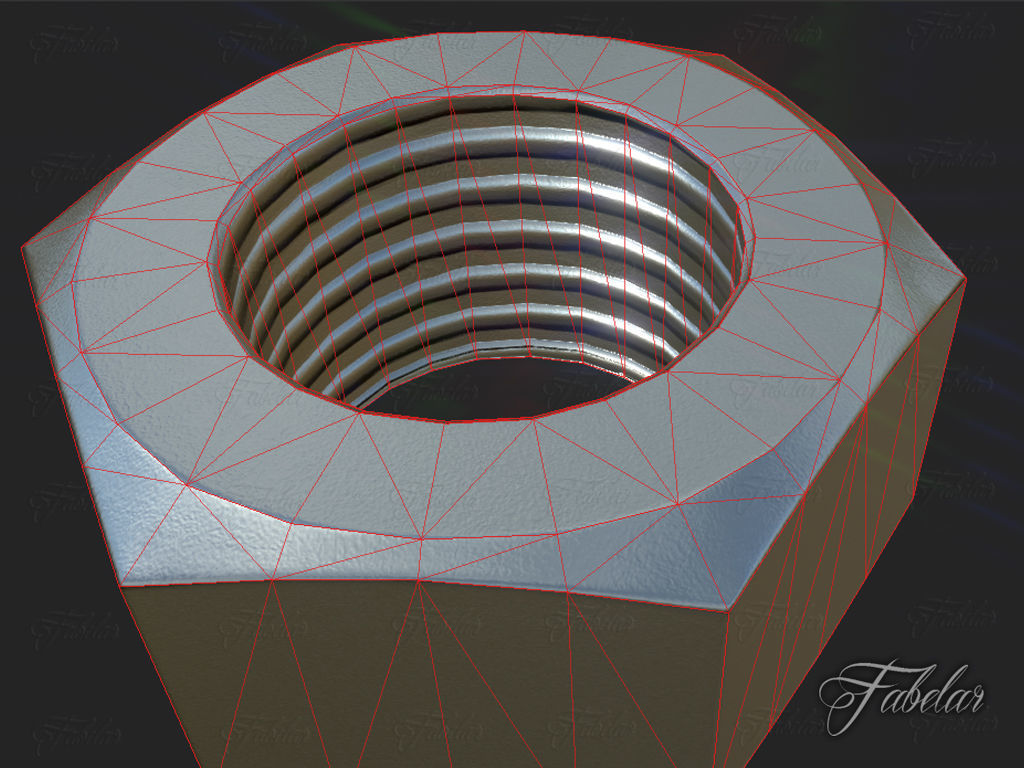 Bolt lowpoly hex nut free VR / AR / low-poly 3D model | CGTrader