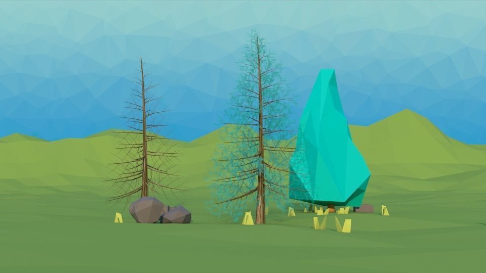 3D model tree blue spruce Low Poly Scene VR / AR / low-poly | CGTrader