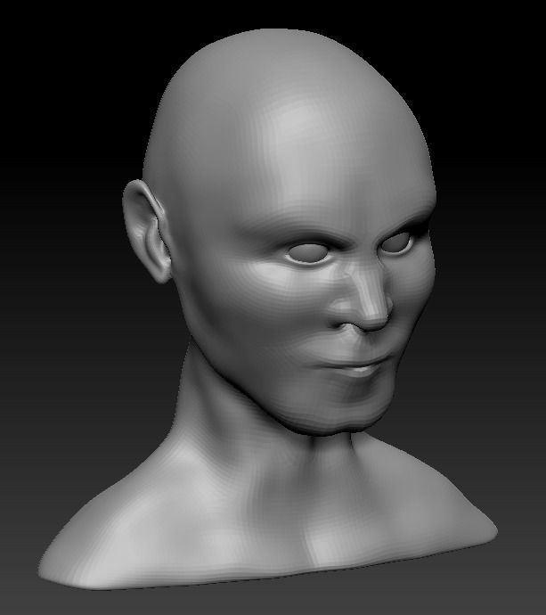 3D model Low quality male head sculpt with 3 subdivision levels VR / AR ...