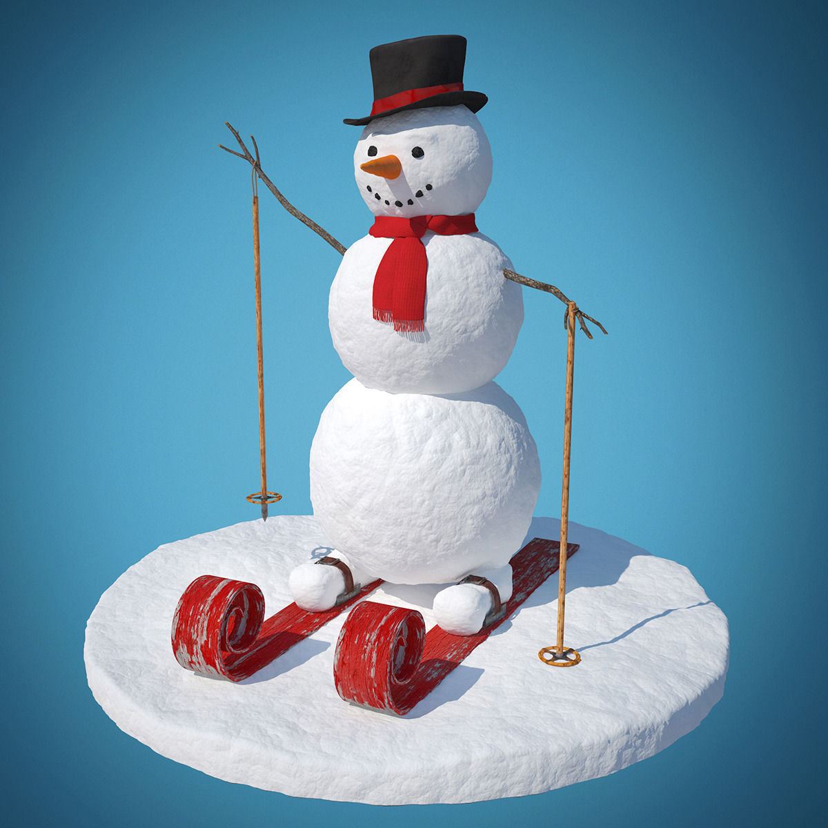 Snowman skier 3D model | CGTrader