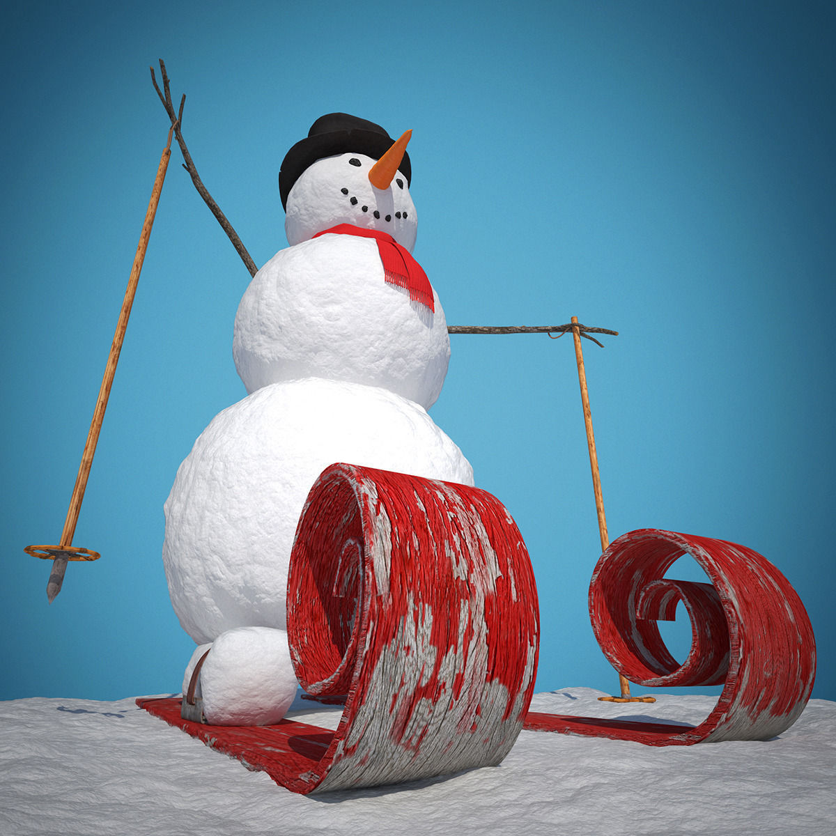 Snowman skier 3D model | CGTrader