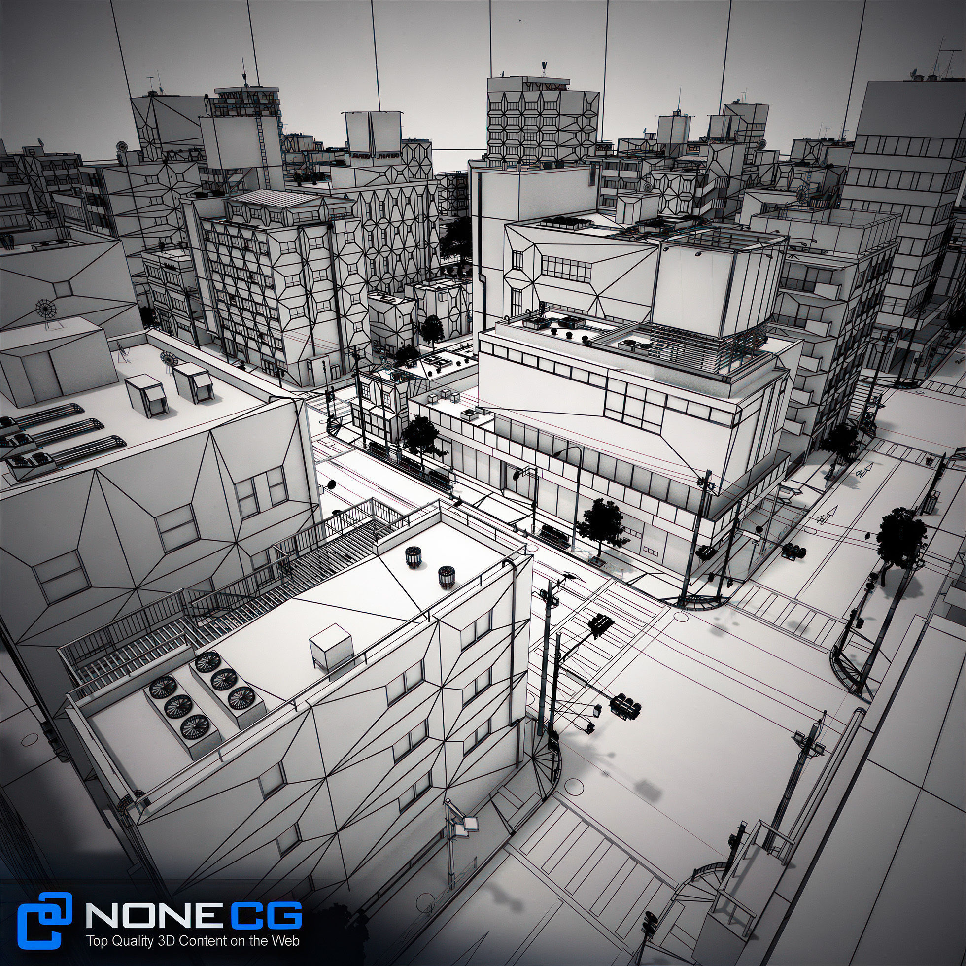 Japan 4 Blocks Set-2 3D model animated | CGTrader