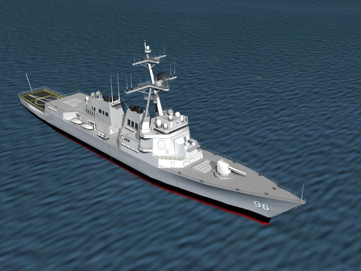 Burke Class Destroyer DDG 96 USS Bainbridge 3D model rigged | CGTrader