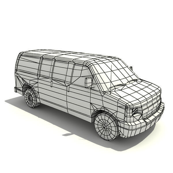 3D model White Full Size Van VR / AR / low-poly MAX OBJ 3DS FBX DAE TGA ...