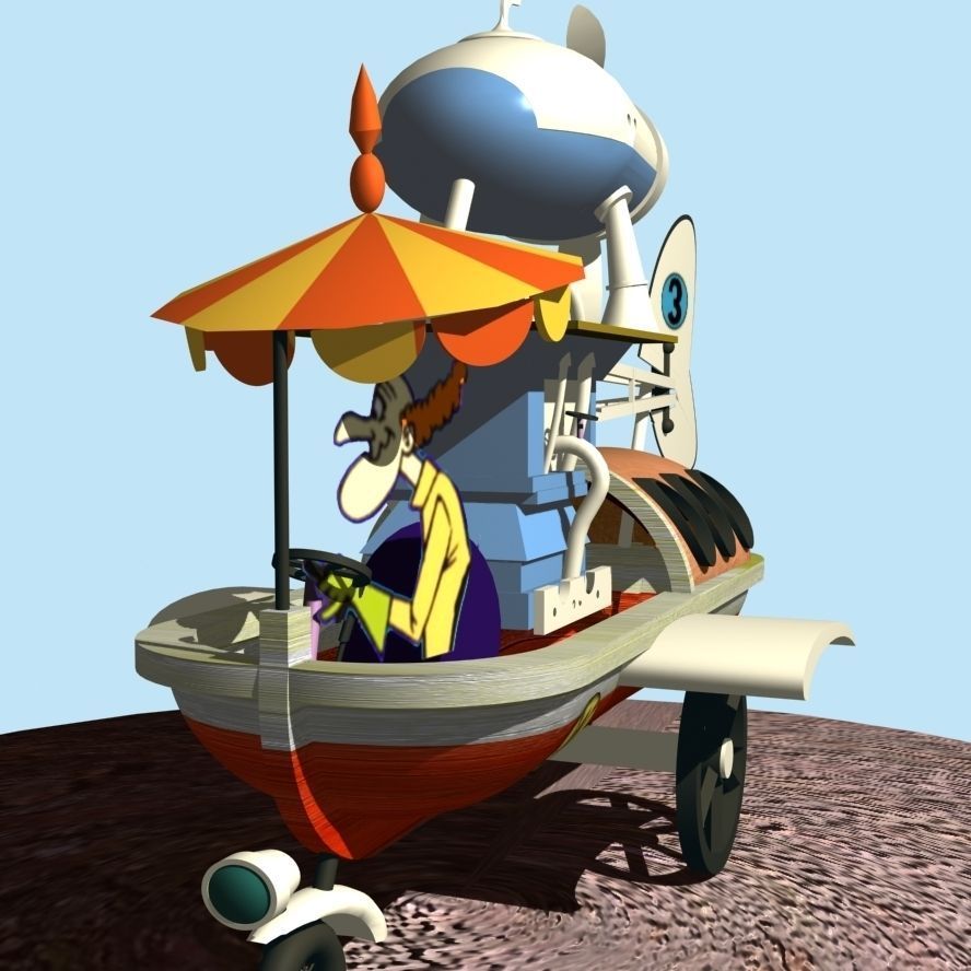 Wacky Races Professor Pat Pending car Number 3 3D Model 3D model | CGTrader