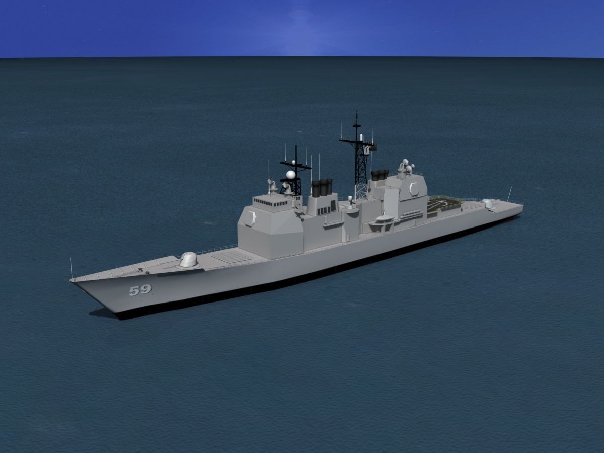 Ticonderoga Class Cruiser CG59 USS Princeton 3D model rigged | CGTrader