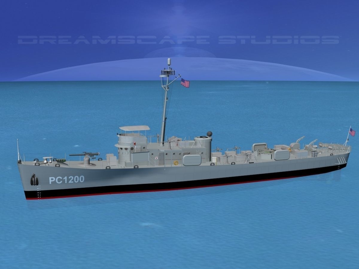 USS PC-1200 Submarine Chaser 3D model rigged | CGTrader