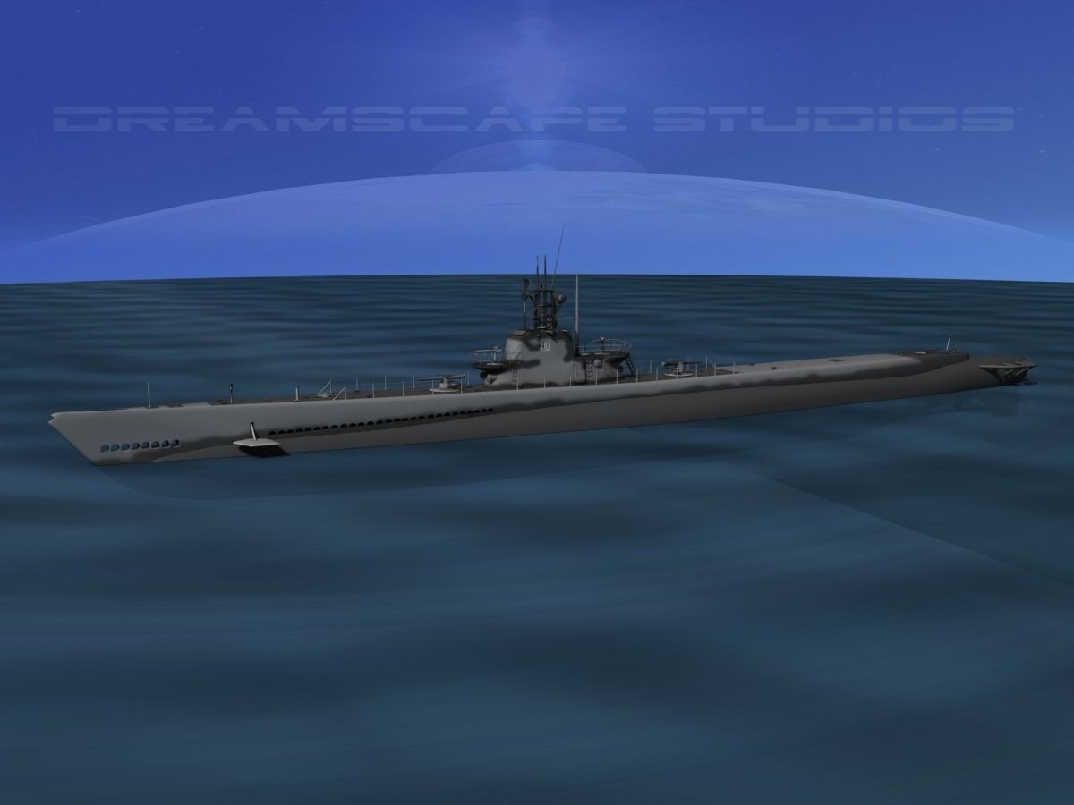 Balao Class Submarine USS Bonefin SS287 3D model rigged | CGTrader