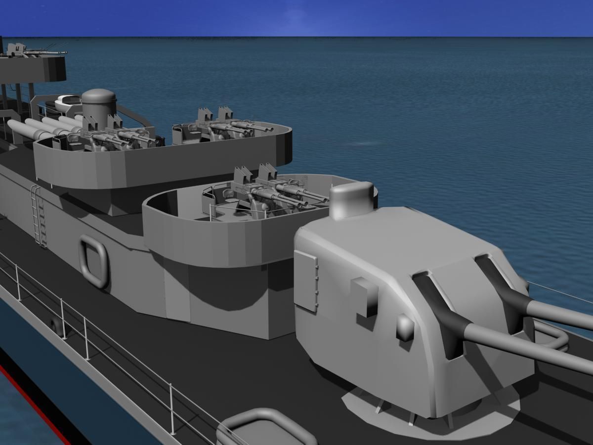 Gearing Class Destroyer DDR-710 USS Gearing 3D Model rigged MAX OBJ 3DS ...