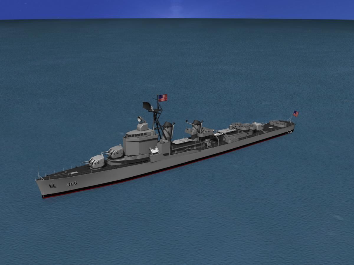 Gearing Class Destroyer DDR-806 USS Higbee 3D model rigged | CGTrader