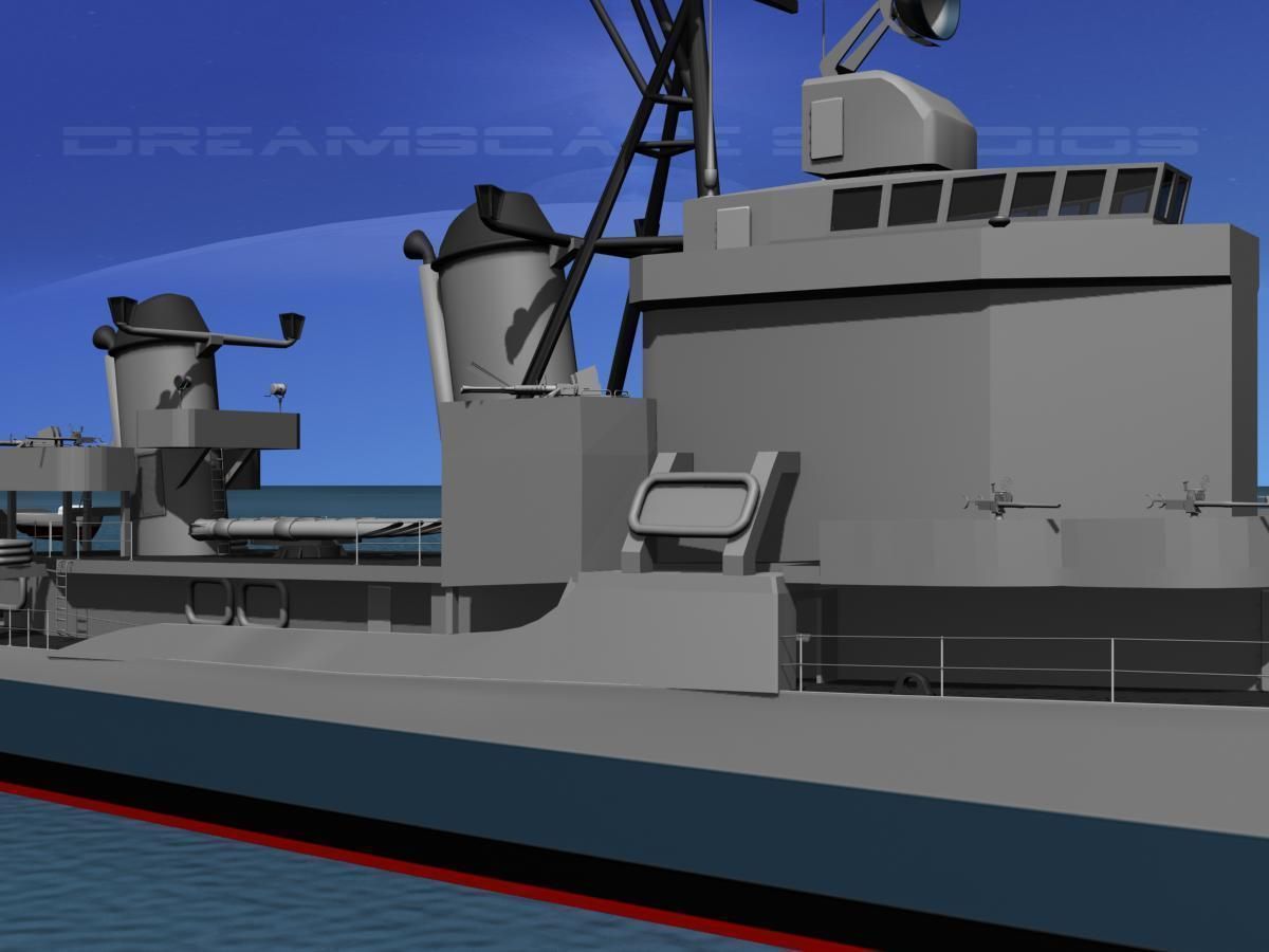 Gearing Class Destroyer DDR-889 USS Ohare 3D model rigged | CGTrader
