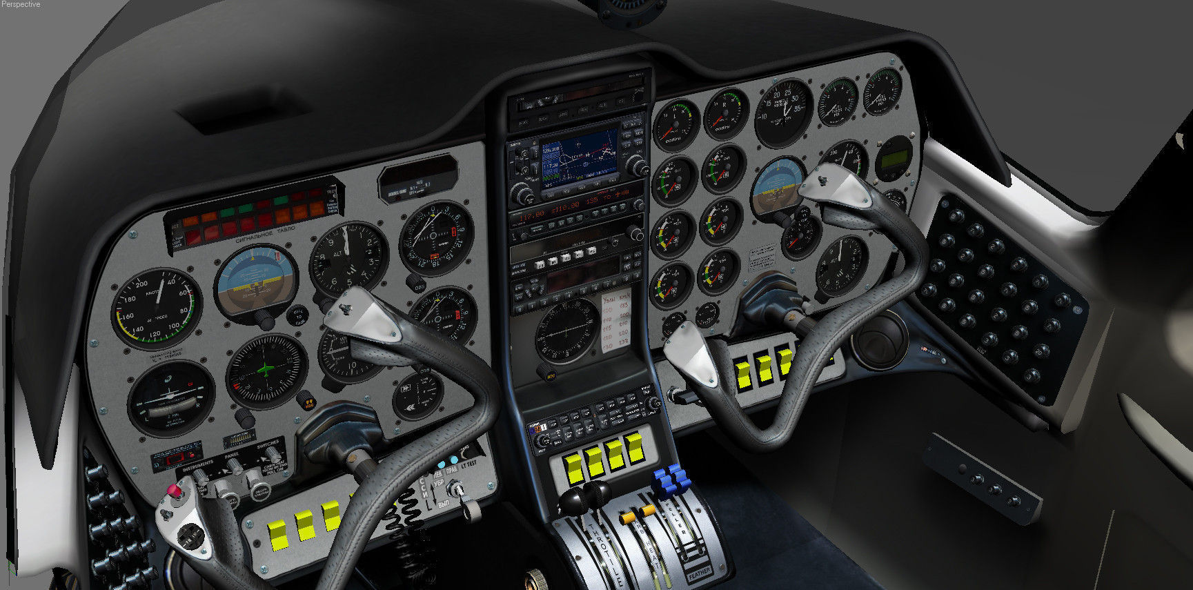 3D model Tecnam P2006T Virtual Analog Cockpit VR / AR / low-poly rigged ...