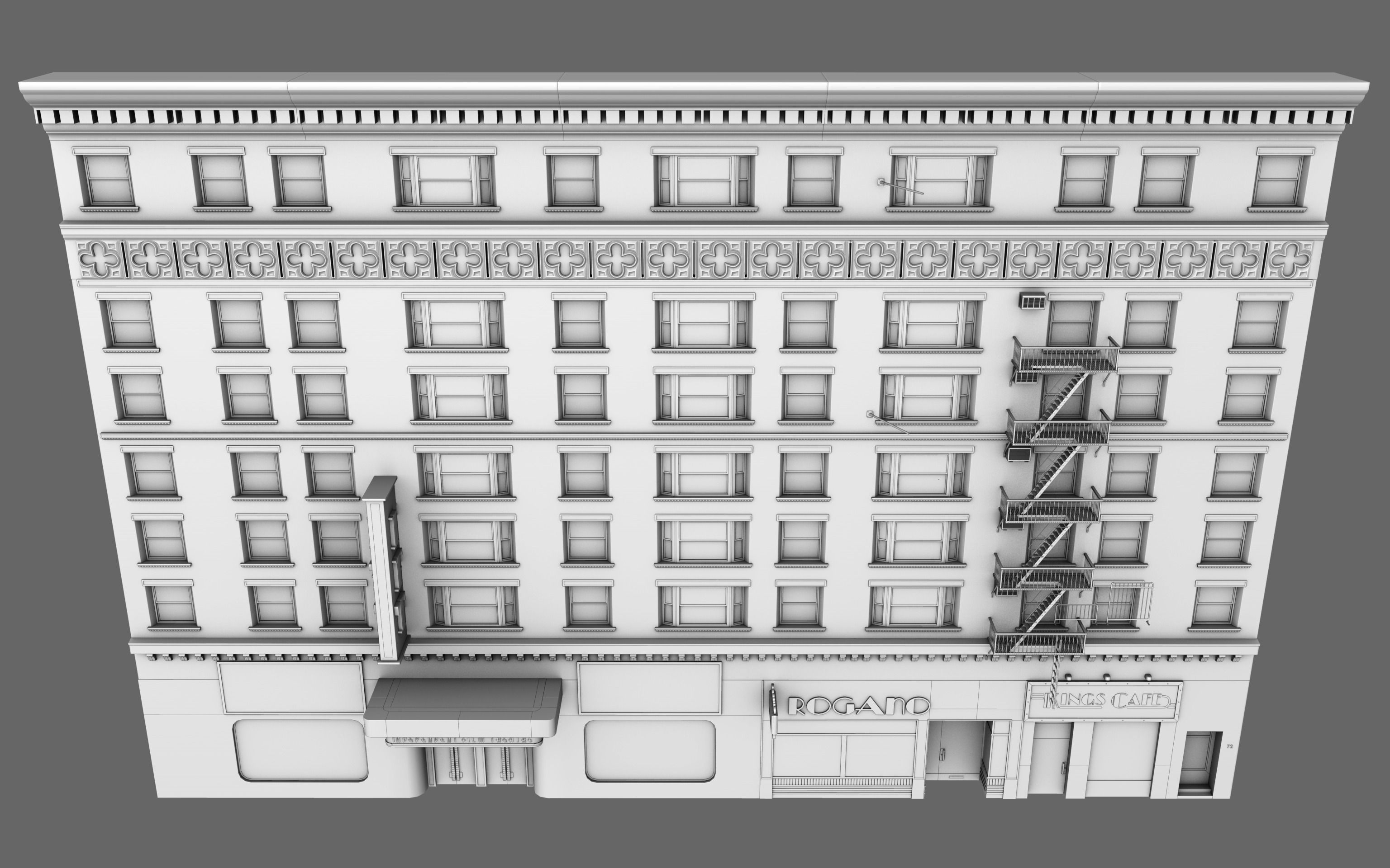 Art Deco Building Street High Polygon 3D model | CGTrader