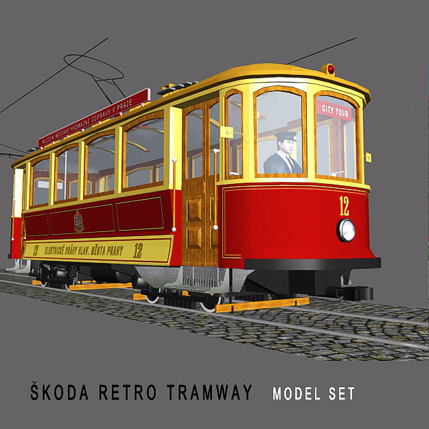 3D model SKODA retro tramway VR / AR / low-poly rigged | CGTrader