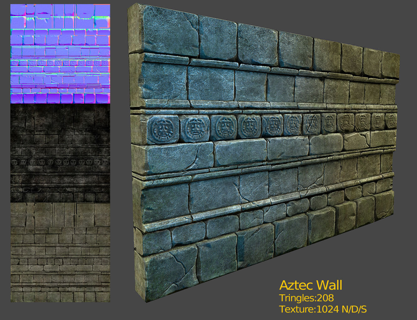 3D model Aztec Wall VR / AR / low-poly | CGTrader