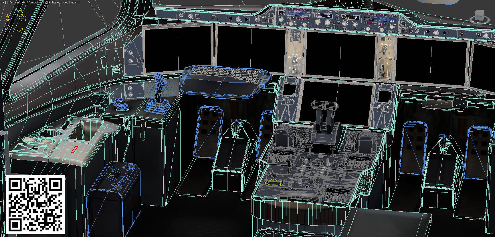 3D model Airbus A350-XWB Cockpit VR / AR / low-poly MAX OBJ 3DS FBX ...