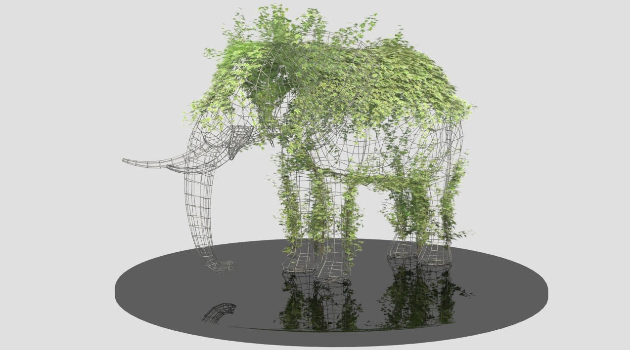Elephant metal wire sculpture 3D model | CGTrader
