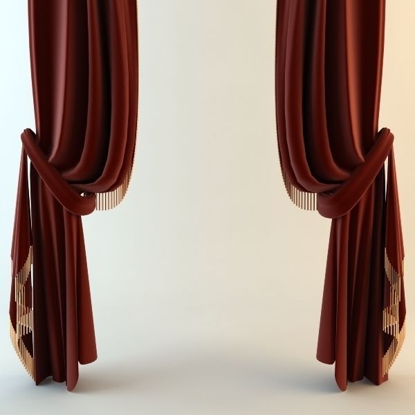 Elegant Red Curtains 3D model | CGTrader