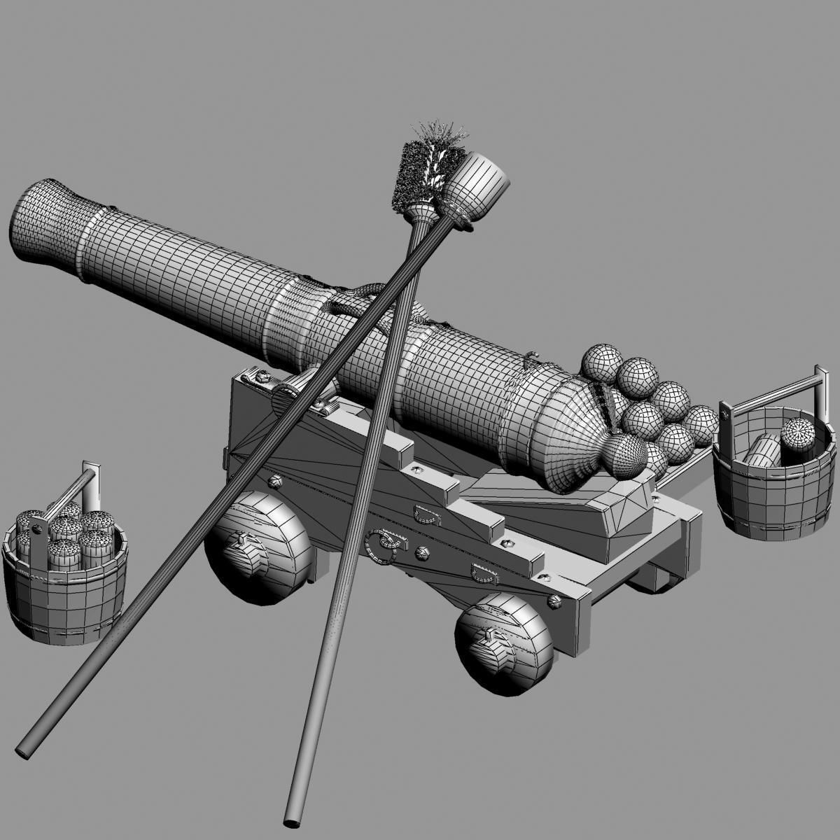 English Naval Gun XVIII Century 3D model | CGTrader