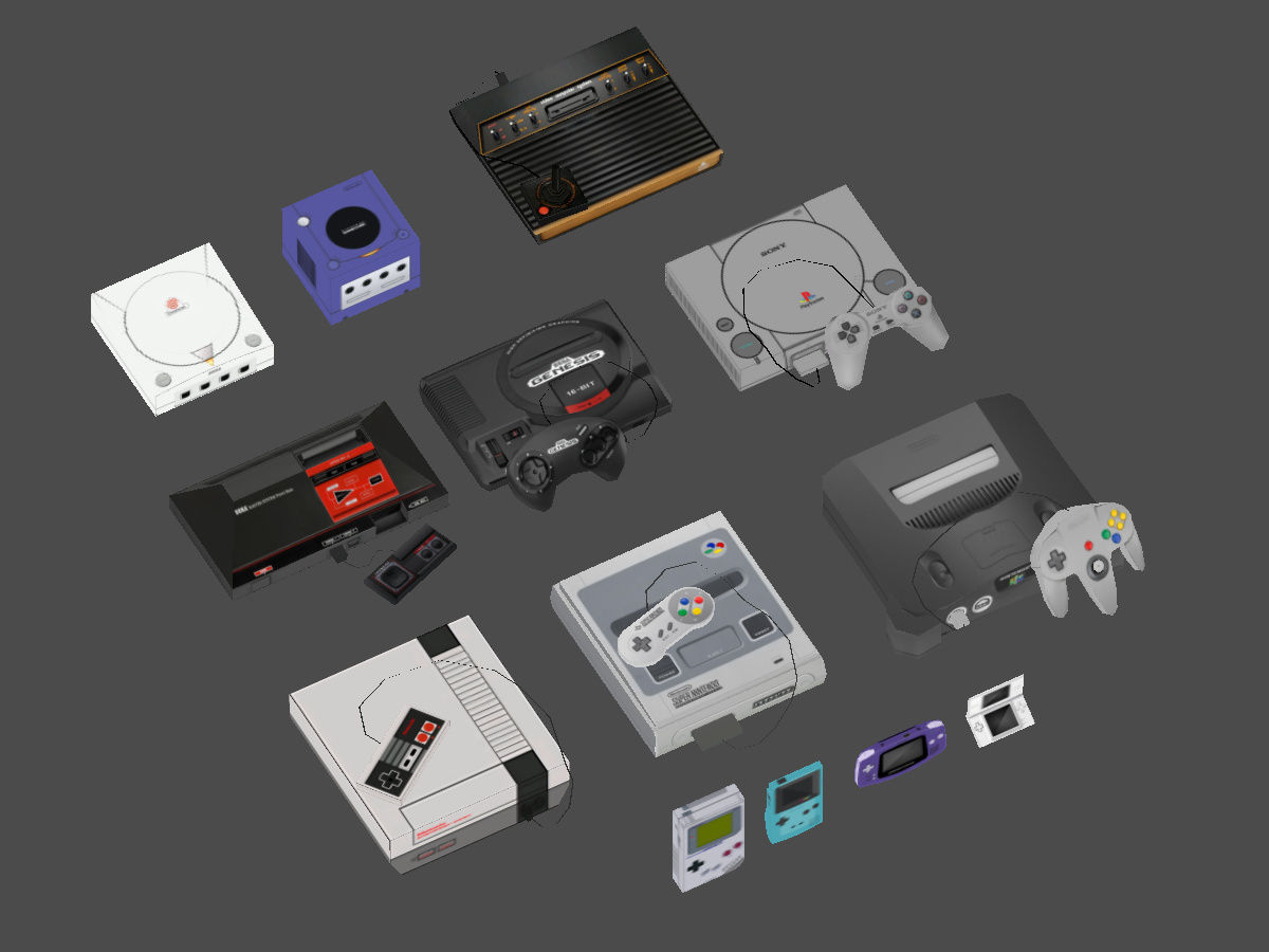 3D model 13 Video Game Consoles Pack VR / AR / low-poly | CGTrader