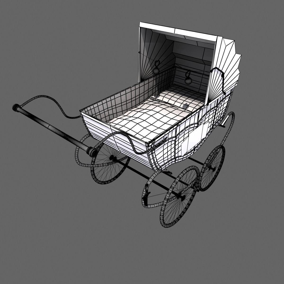 Retro stroller 3D model | CGTrader