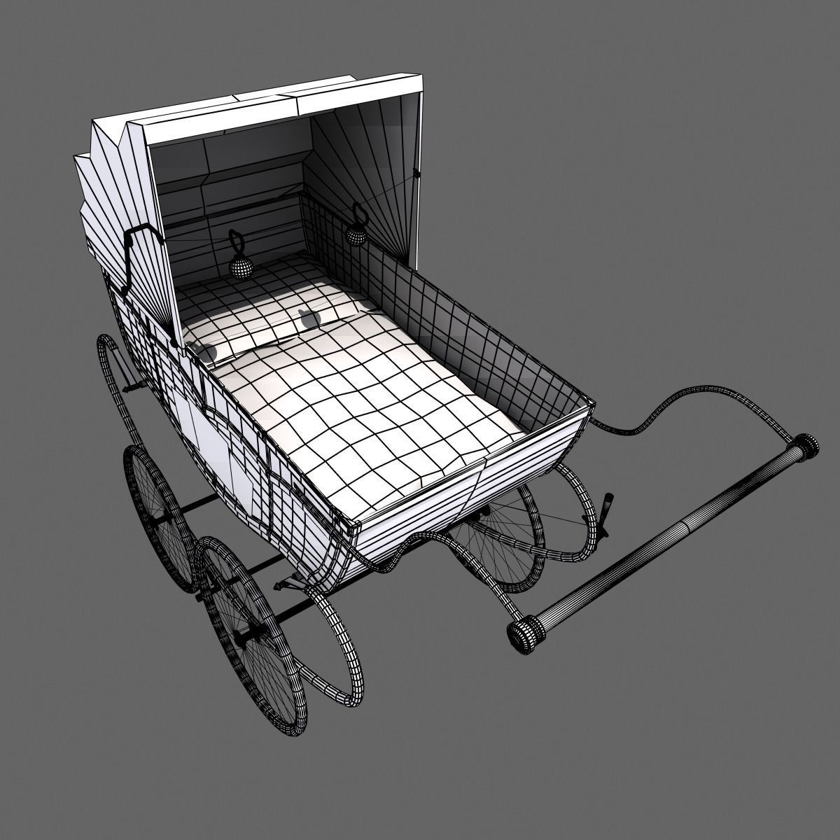 Retro stroller 3D model | CGTrader