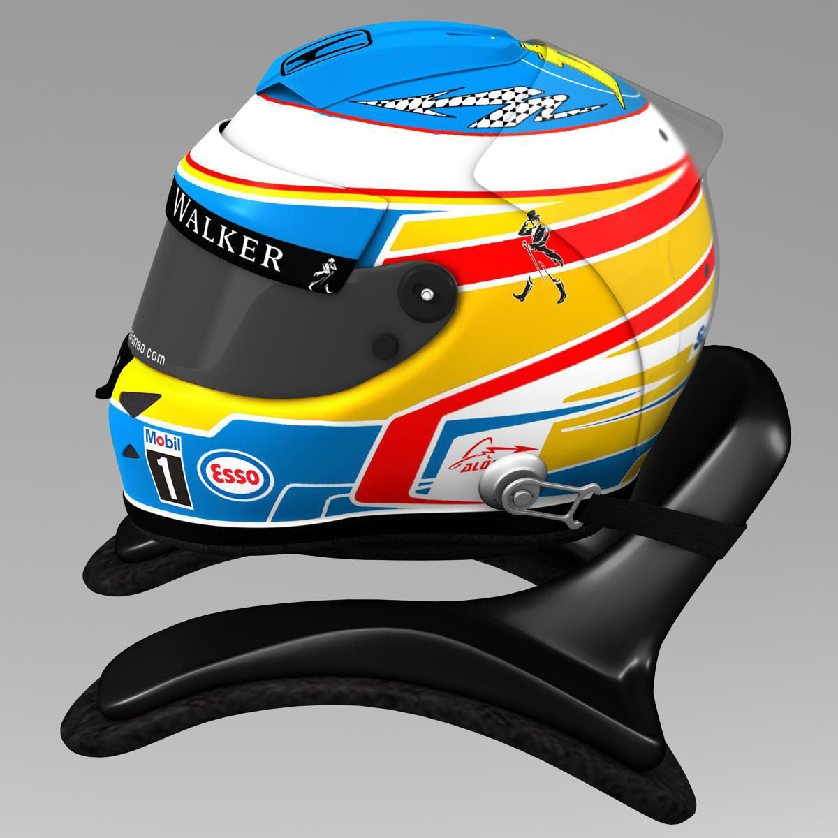 3D asset Fernando Alonso Helmet 2015 | CGTrader