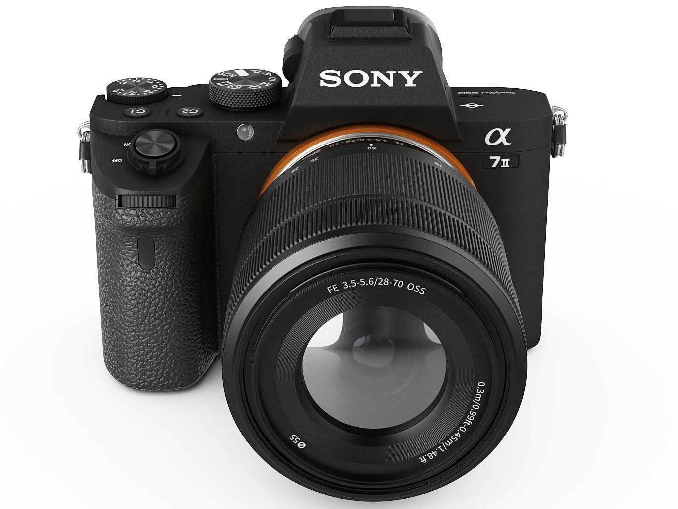 Sony Alpha 7 II with two lenses 3D Model MAX OBJ 3DS FBX C4D LWO LW LWS ...