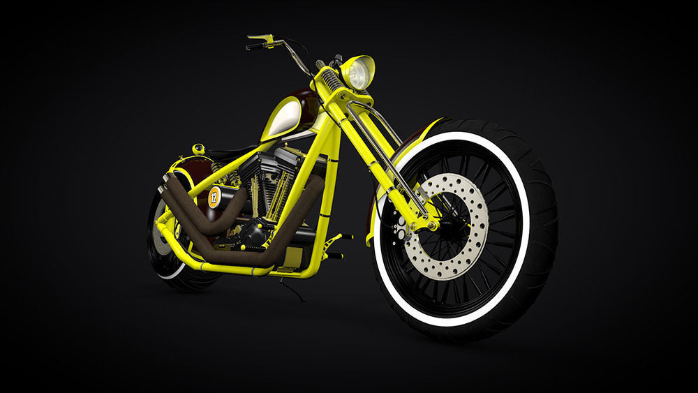 Custom yellow chopper 3D model | CGTrader