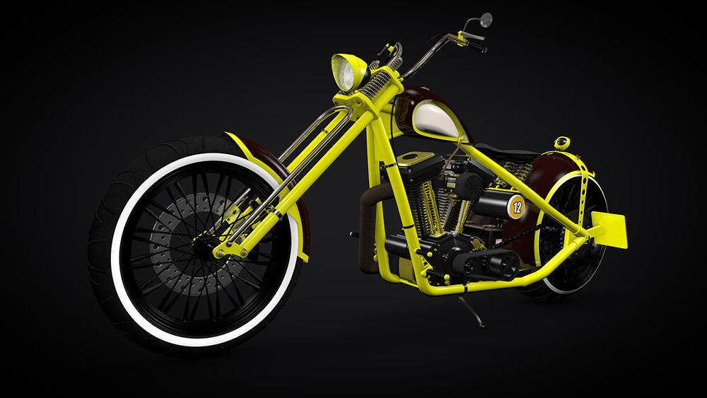 Custom yellow chopper 3D model | CGTrader