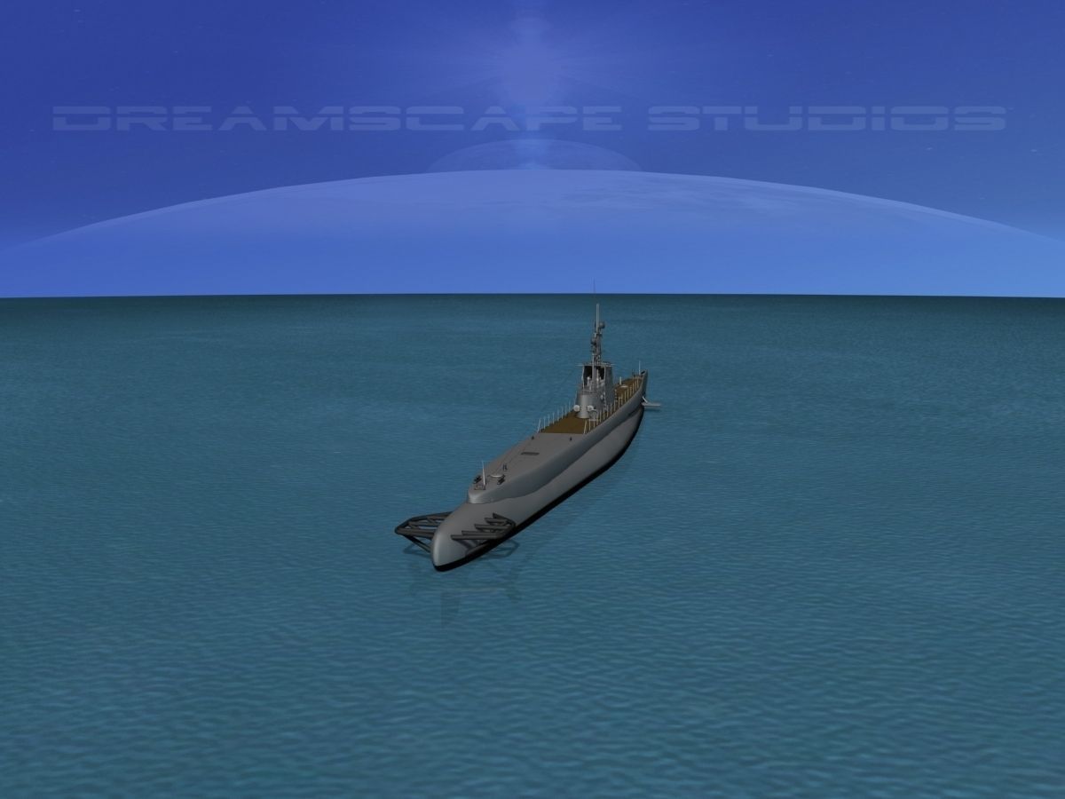 Submarine SS-212 USS Gato 3D model rigged | CGTrader