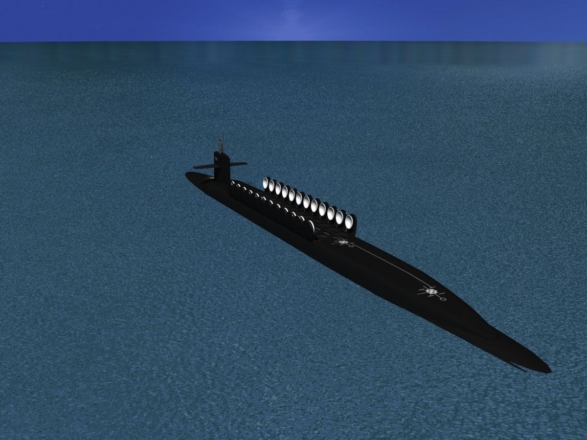 Ohio Class USS Alabama SSBN-731 3D Model rigged MAX OBJ 3DS LWO LW LWS ...