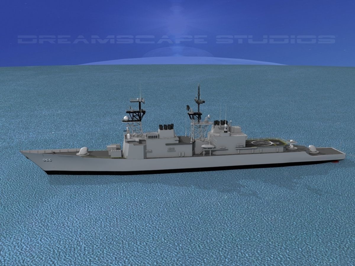 Spruance Class DD966 USS Hewitt 3D model rigged | CGTrader