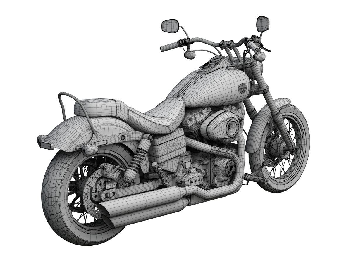 Harley-Davidson FXDWG Dyna Wide Glide 2015 3D model | CGTrader